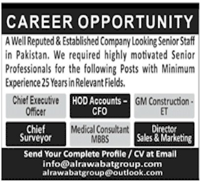 Jobs in A Well Reputed & Established Company Rawalpindi