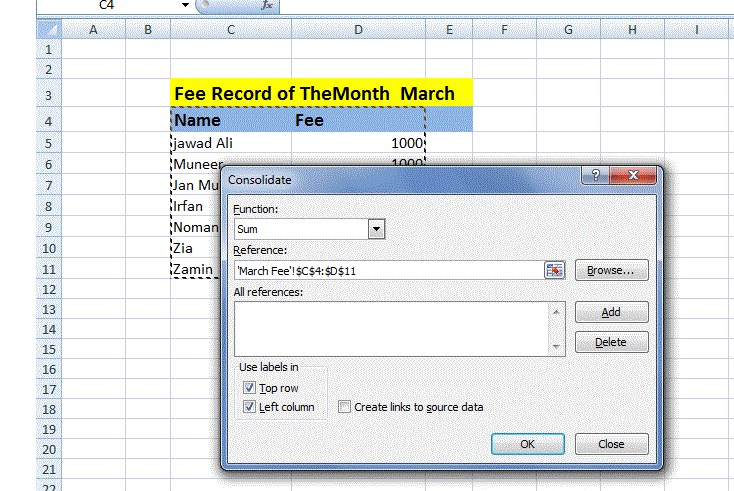 Consolidation In MS Excel